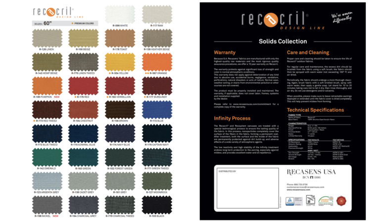 The RECacril 60” Collection for Marine and Awning - Recasens